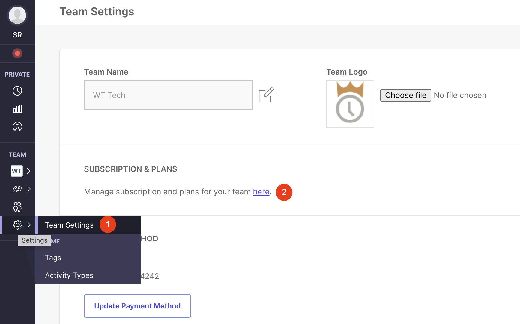 Manage Subscription and Payment Method – WiseTime